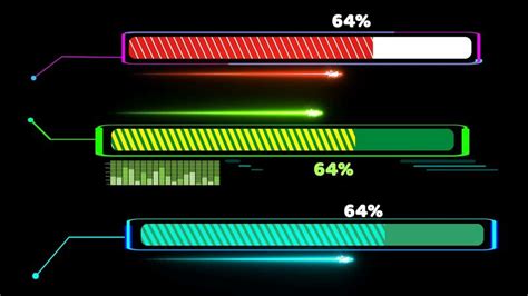 Progress Bar Three Package Fill Three Color With Laser Shooting On Callout And Percent Text