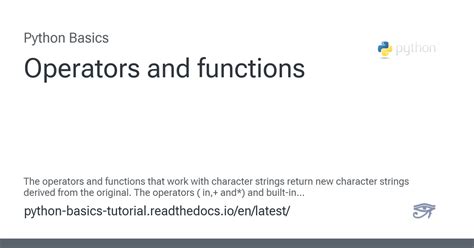 Operators And Functions Python Basics 2510