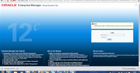 Oracle Certified Masters Blogs Oem 12c Authentication Failed If