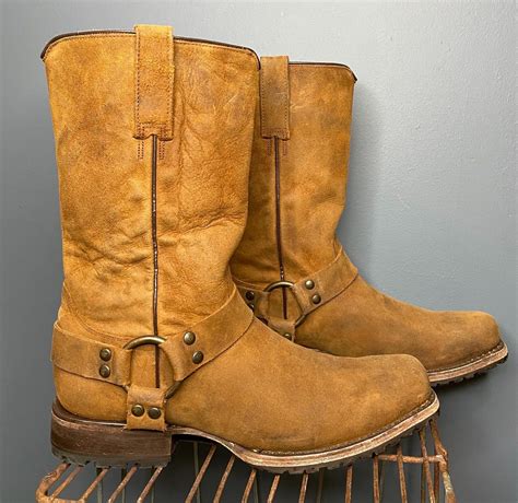 Vintage 2000s Stetson Harness Boots Mens 10d Original Brown Shoes 00s