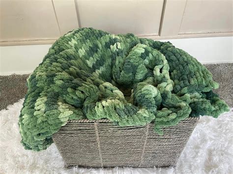 Bernat Alize Loop Yarn Blanket Hedge Green Etsy