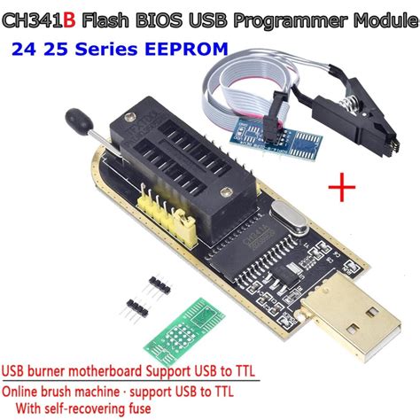 Programador Usb Kit Tzt Ch341b Pinza Cable Bios Eeprom Serie 24 25 ⋆