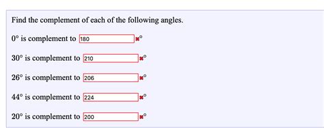Solved Find The Complement Of Each Of The Following Angles Chegg