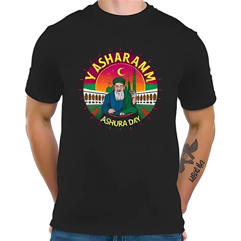 Vibrant Cotton Short Sleeve T Shirt With Ashura Day Graphic Colorful