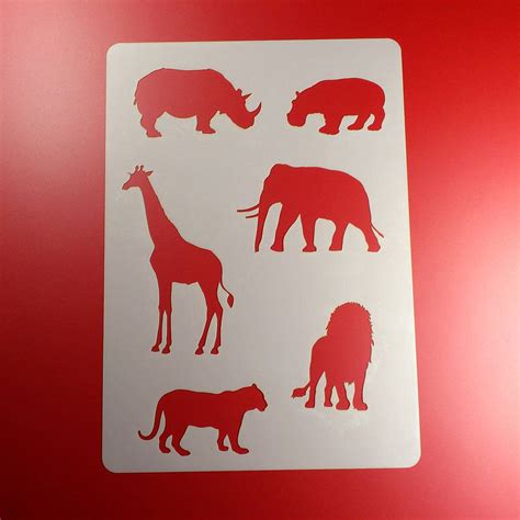 Schablone Elefant Löwe Nashorn Giraffe Nilpferd Bv05