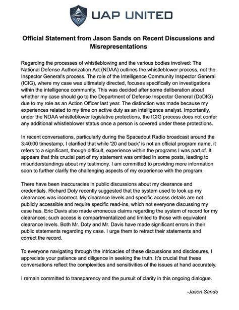 Official Statement From Jason Sands Rconspiracyproject