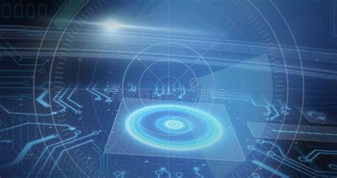 Glowing Blue Circular Patterns With Circuit Lines In Digital Animation