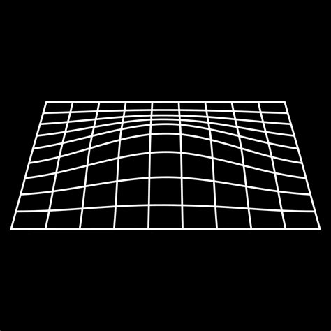 Distorted Grid Futuristic Wireframe Pattern Mesh With Convex Distortion Plane White Wave Grid