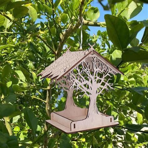 Badu Bg Дървена висяща хранилка за птици Водоустойчива масивна вила Хранилка за диви птици