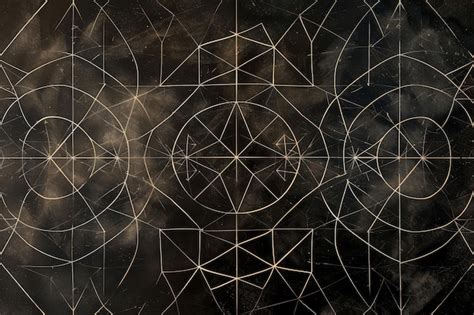 Black And White Background With Intricate Golden Geometric Design Of Interconnected Lines And