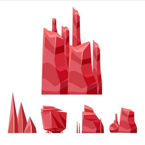 Premium Vector Red Rock Elements Set