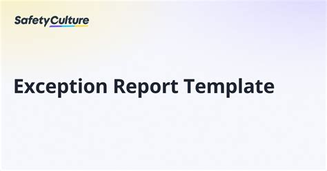 Exception Report Template Free Template