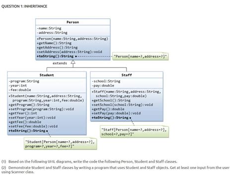 Solved Question 1 Inheritance Person Name String