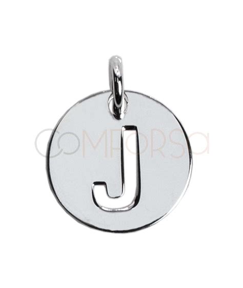 Colgante Redondo Letra J Calada Plata Bañada En Oro Joyería Mayorista