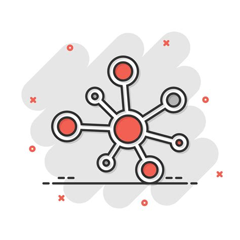 Hub Network Connection Sign Icon In Comic Style Dna Molecule Vector