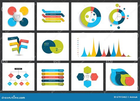 Set Of Infographics Elements Charts Graphs Circle Charts Diagrams Speech Bubbles Flat And