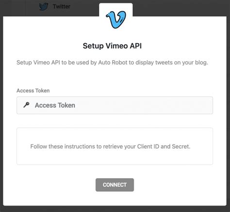 how to setup vimeo api settings auto robot
