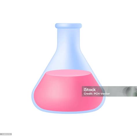 빨간색 액체 3d 아이콘이 있는 원뿔 모양의 유리 실험실 플라스크 비커에 대한 스톡 벡터 아트 및 기타 이미지 비커 0명