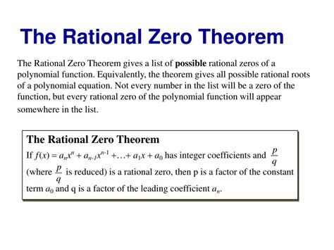 Ppt The Rational Zero Theorem Powerpoint Presentation Free Download