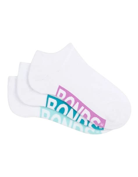 Bonds Womens Logo Cushioned Low Cut Socks 3 Pack In White Myer