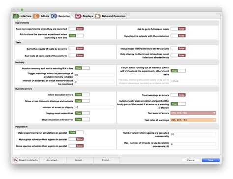 Preferences Gama Platform