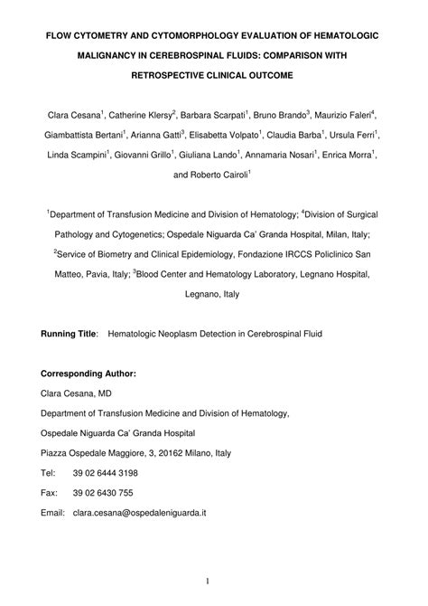 Pdf Flow Cytometry And Cytomorphology Evaluation Of Hematologic Malignancy In Cerebrospinal