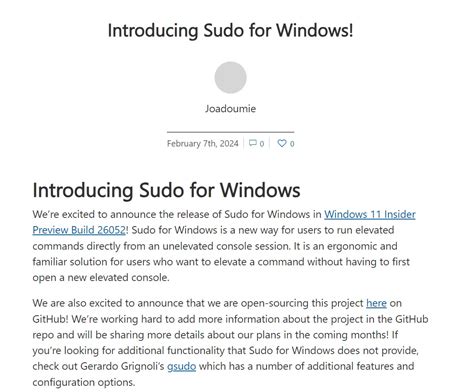 Microsoft Confirms Sudo Is Coming To Windows 11 With Build 26052