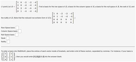 solved 1 0 2 2 4 4 8 2 0 1 point let a find a basis