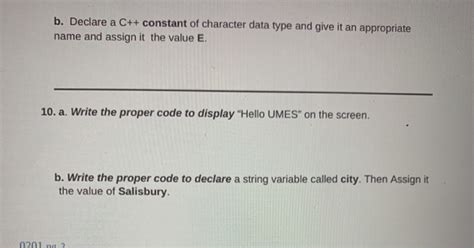 Solved B Declare A C Constant Of Character Data Type And Chegg