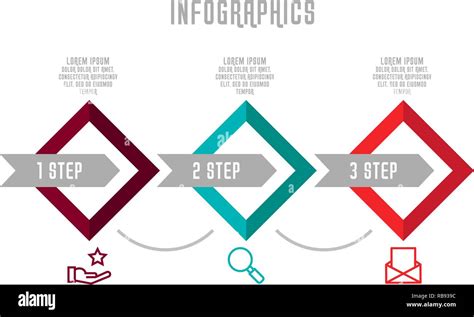 Modern 3d Vector Illustration Infographic Template With Three Rhombus Arrows Timeline Step By