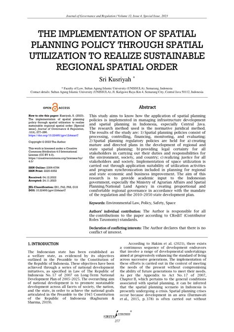 Pdf The Implementation Of Spatial Planning Policy Through Spatial Utilization To Realize