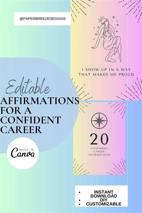 Career Spark Affirmation Cards Digital Download Affirmation Cardstemplate Boss Babe Affirmation