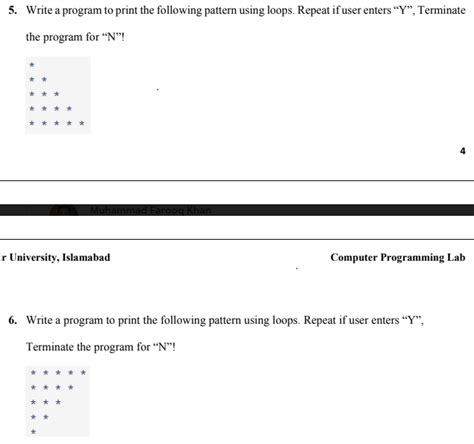 solved 5 write a program to print the following pattern