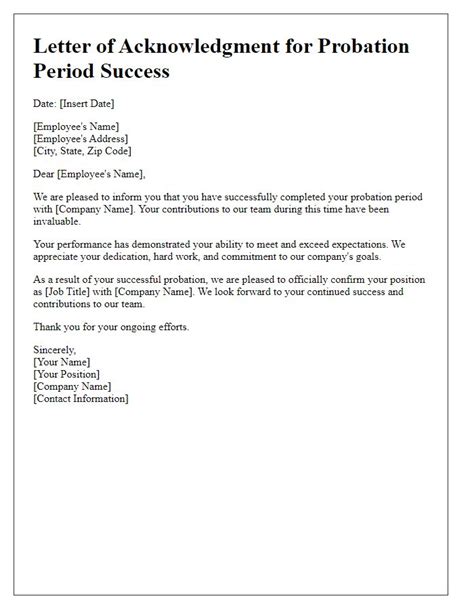 Letter Template For Probation Period Successful Completion Free Samples In Pdf Letterin