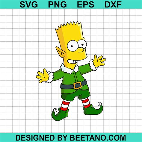Christmas Bart Simpsons SVG Simpsons Costume Elf SVG Funny Elf SVG