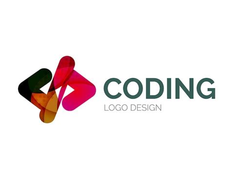 premium vector code icon logo design made of color pieces