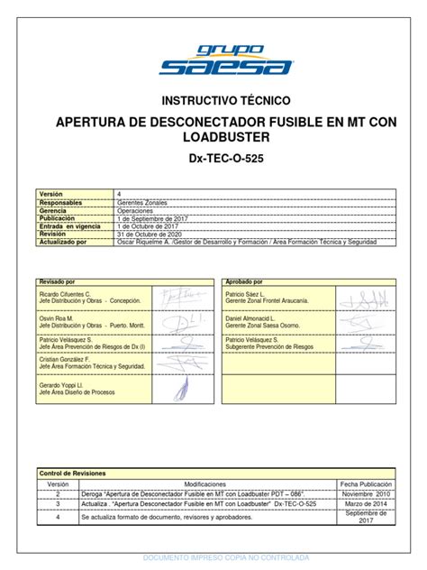 Apertura De Desconectador Fusible En Mt Con Loadbuster Dx Tec O 525