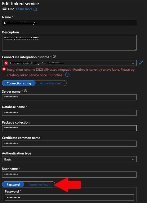 azure data factory adf override linked service key vault reference