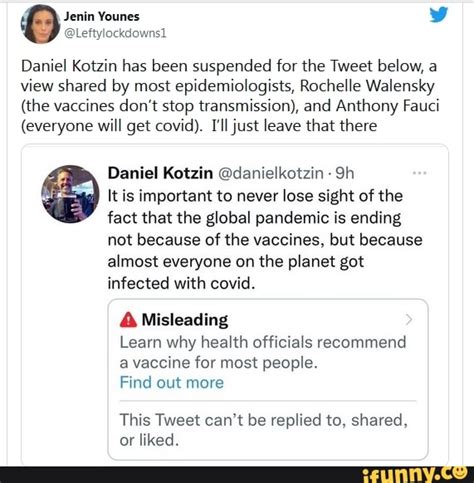 Jenin Younes Leftylockdowns1 Daniel Kotzin Has Been Suspended For The Tweet Below A View