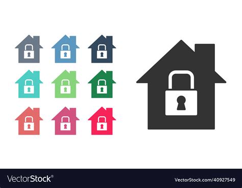 Black House Under Protection Icon Isolated Vector Image