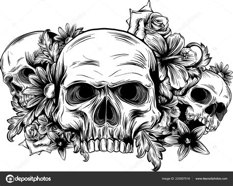 Black And White Skull And Roses Wallpaper