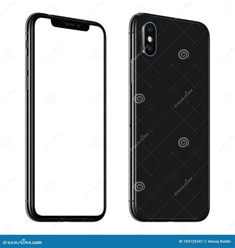 New Black Smartphone Similar To Iphone X Mockup Front And Back Sides