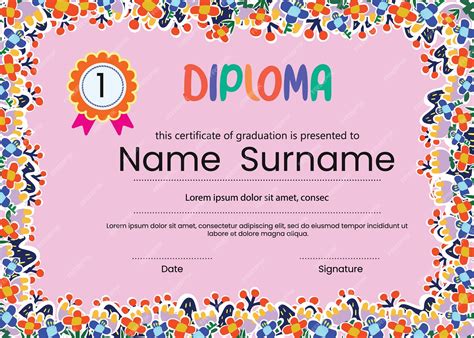 Modelo De Certificado Colorido Para Niños Vector Premium