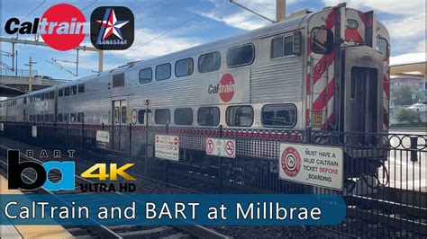 Caltrain And Bart Trains At Millbrae Station Caltrain Bart Youtube