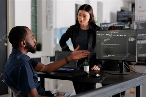 Premium Photo Diverse Team Of Software Developer Developing Html Code