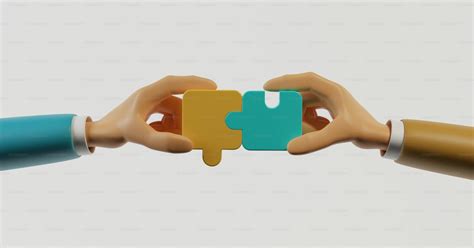 사업가가 하얀 배경에 있는 사람들을 연결하는 직소 퍼즐을 조립하고 있다 함께 일하는 팀워크 협력은 비즈니스 성공을 지원합니다