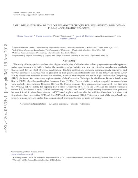Pdf A Gpu Implementation Of The Correlation Technique For Real Time