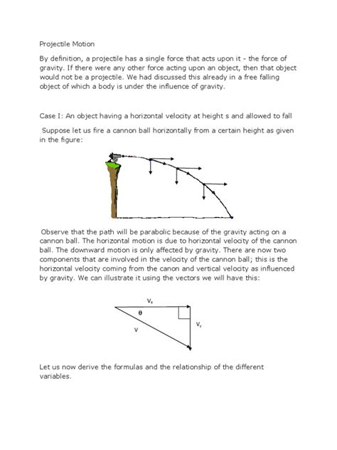 Projectile Motion Velocity Force