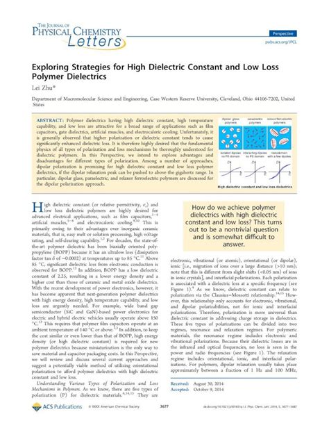 Pdf Exploring Strategies For High Dielectric Constant And Low Loss Polymer Dielectrics