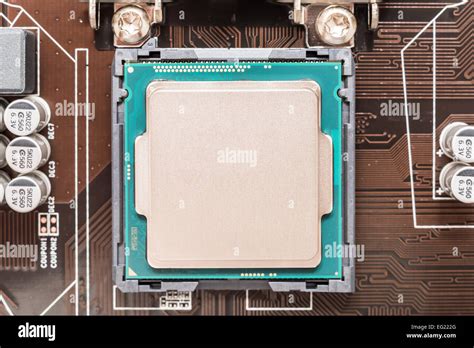 Central Processing Unit Cpu Chip Installed On Motherboard Socket